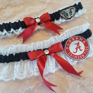 Alabama Crimson Tide Inspired Apple Red & Black White Lace Wedding ...