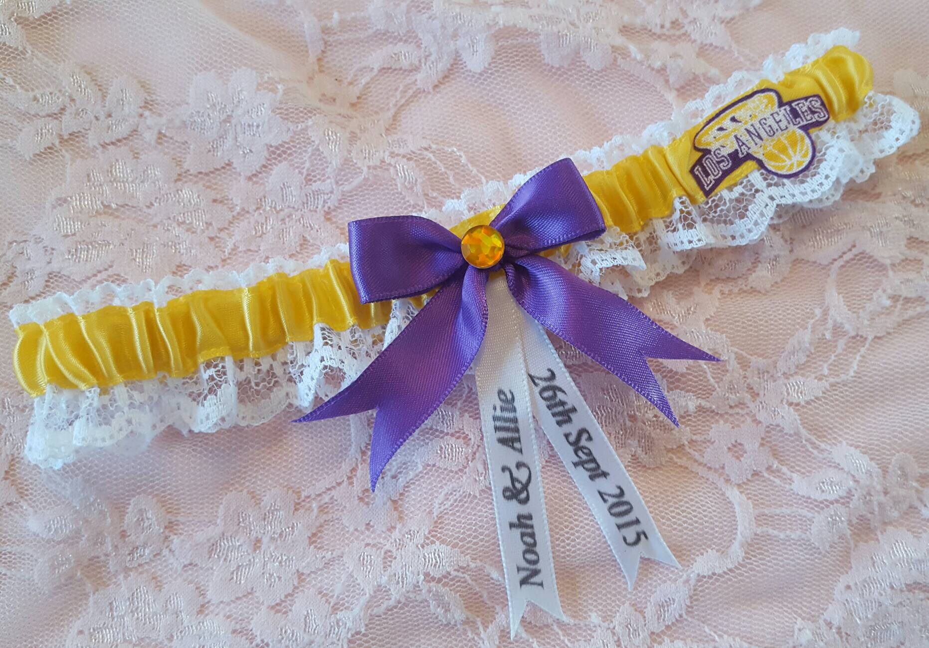 LA Lakers Inspired Basketball Wedding Garter Belt Toss or Set W/ White ...