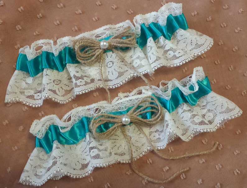 Teal Vintage Rustic Lace Wedding Garter Belt Single or 2pc Set - Etsy