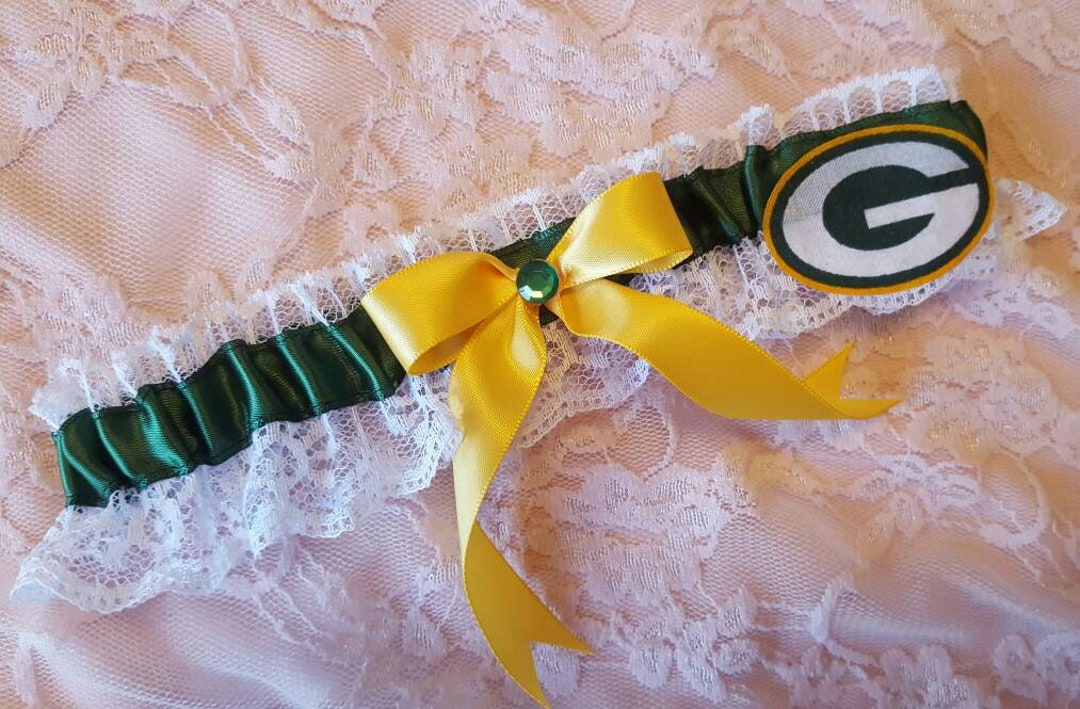Green Bay Packers Inspired Wedding Garter Belt W/ White Lace Toss or ...