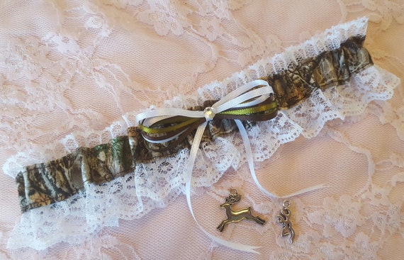Deer Hunting Camo Camouflage White Lace Wedding Garter or 2pc | Etsy