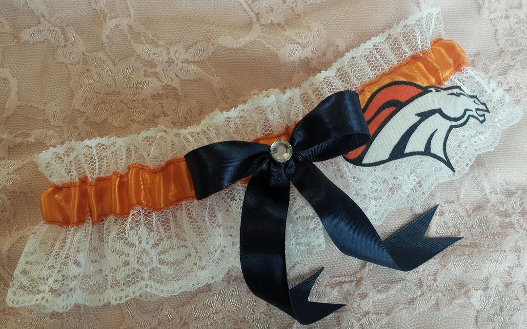 Denver Broncos Inspired Orange and Navy Football Wedding Garter Belt or ...