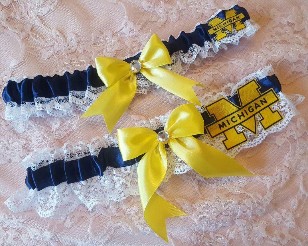 University of Michigan Wolverines UM Inspired Wedding Garter Belt Set W ...