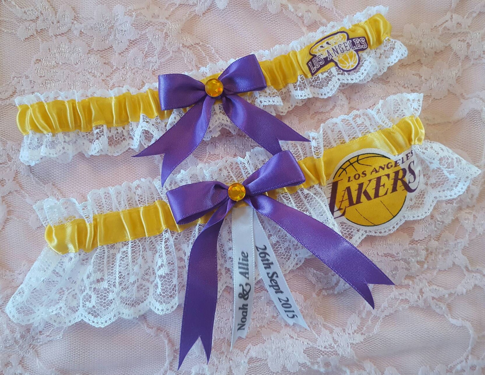 LA Lakers Inspired Basketball Wedding Garter Belt Toss or Set W/ White ...