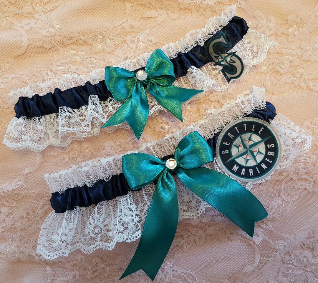 Seattle Mariners Inspired Baseball Wedding Garter Belt Set W/ White ...