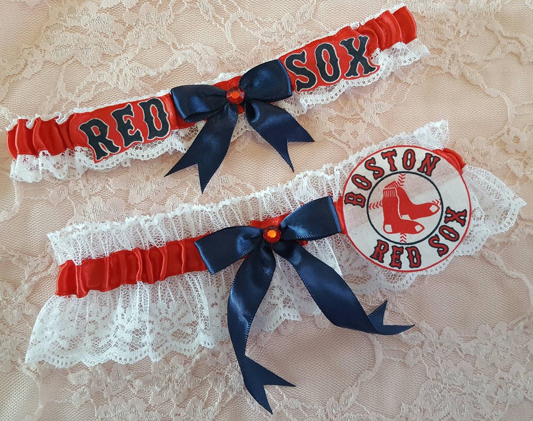 Boston Red Sox Inspired Baseball Wedding Garter Belt Set W/ White Lace ...
