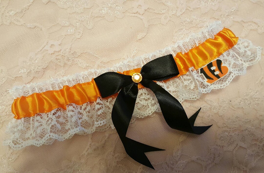 Cincinnati Bengals Inspired White Lace Football Wedding Garter Belt ...
