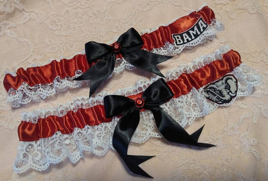 University of Alabama Inspired Wedding Leg Garter Belt 2pc Set White ...