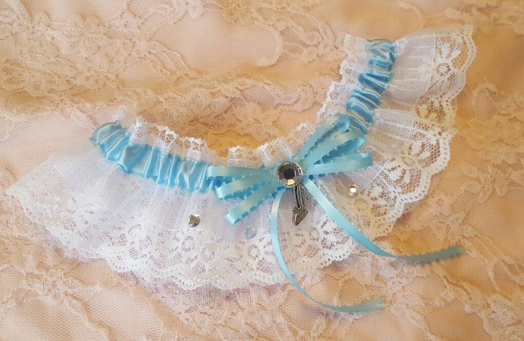 Cinderella Slipper Wedding Garter Belt or 2pc Set Light Baby Blue ...