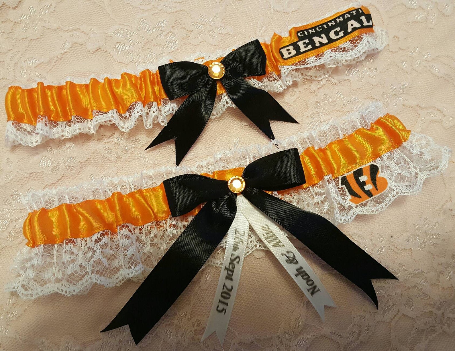Cincinnati Bengals Inspired White Lace Football Wedding Garter Belt ...