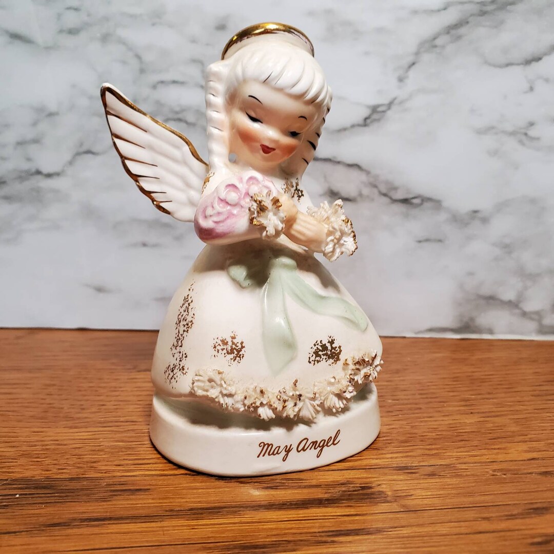 Vintage May Angel Figurine, Summer Birthday Decor, Old Antique, Lefton ...