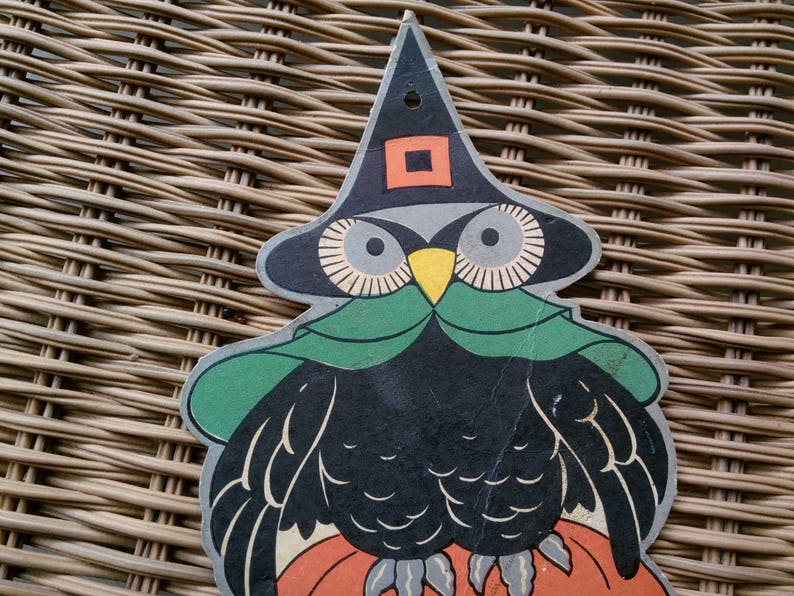 Die Cut Halloween Owl on Pumpkin Paper Decoration Witch - Etsy