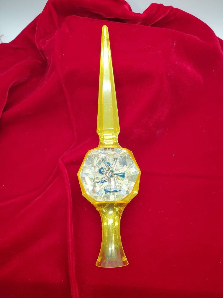 Indented Faceted Plastic Tree Topper With Angel Diorama | Etsy