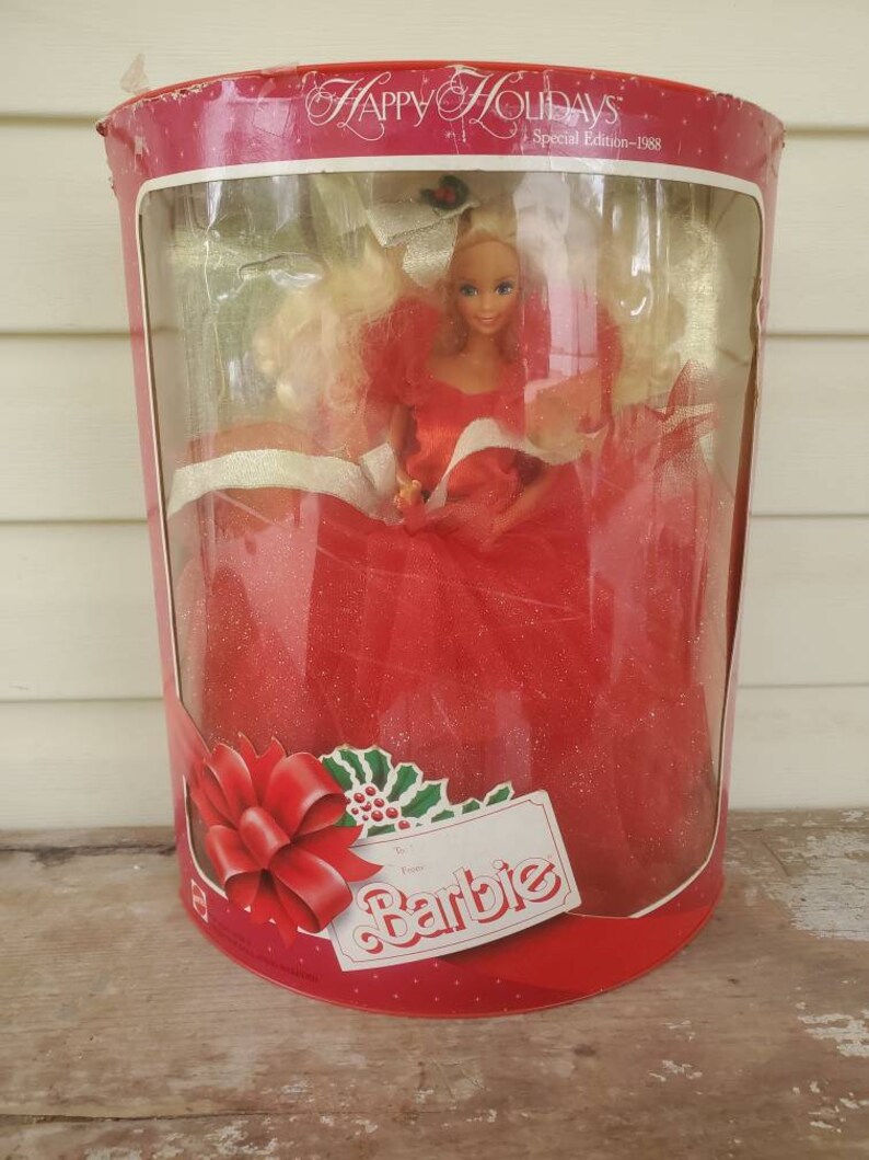 Vintage 1988 Happy Holidays Barbie, Red Gown, Collectible Doll - Etsy