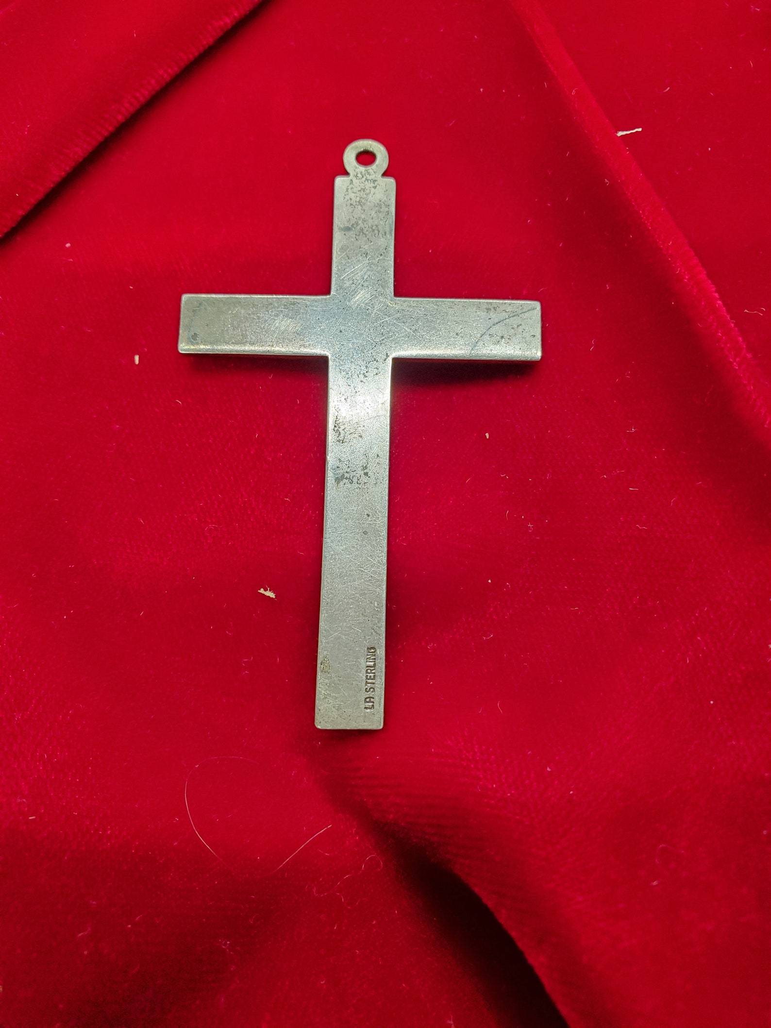 Large Sterling Cross Crucifix Pendant Monogrammed: CT St - Etsy