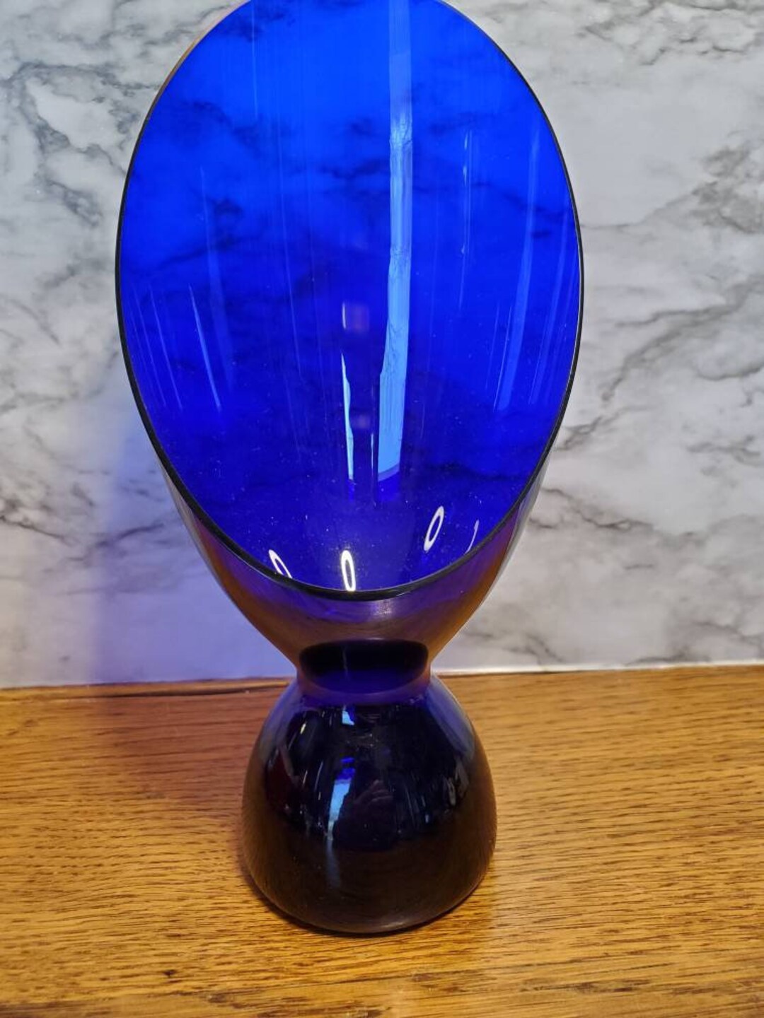 OLD MORGANTOWN Adams, Slant Top Hourglass Vase, Cobalt Blue ...