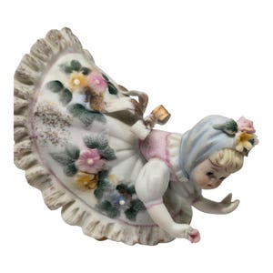 Lefton Bloomer Girl, Vintage Figurine, Child Picking Flowers, Small ...