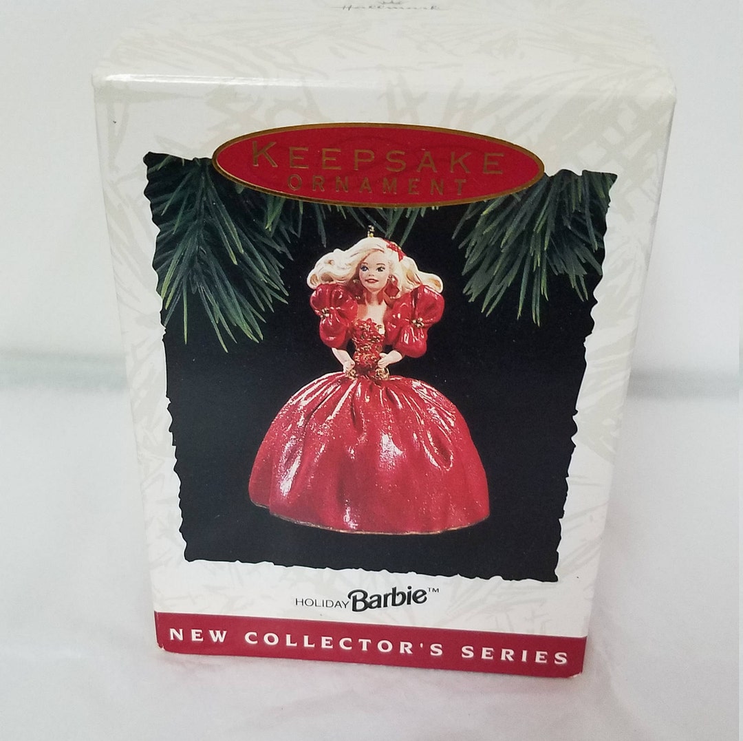 1993 Happy Holiday Barbie Hallmark Ornament: Red Dress, Original Box - Etsy