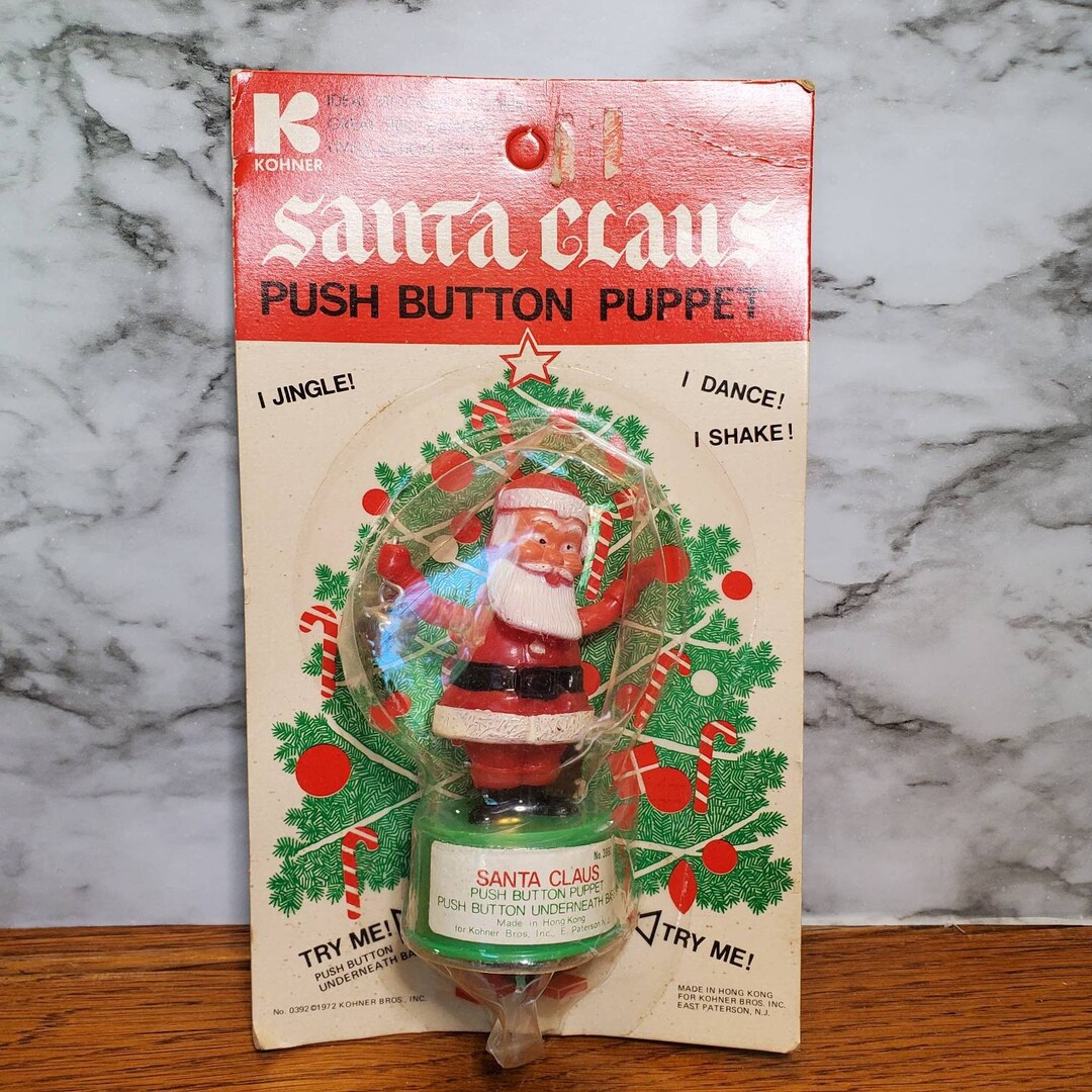 Santa Claus Figure, 1970s Toys, Push Button, Puppet, Unopened, Birthday ...