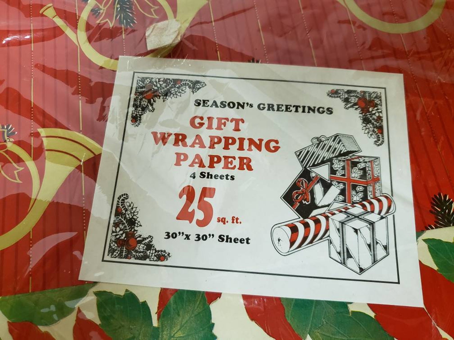1980s Christmas Wrapping Paper-2 Identical Packages Slick - Etsy