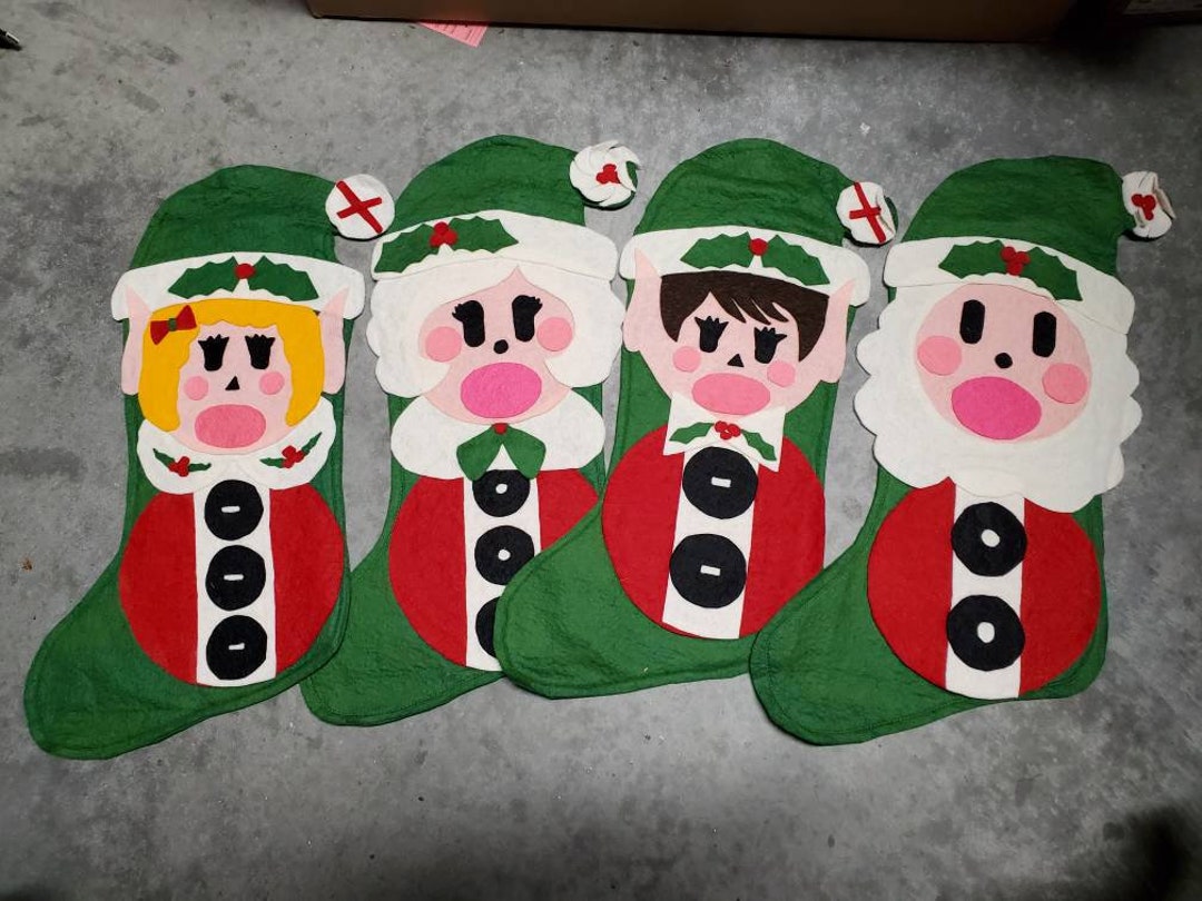 Old Family Christmas Stocking Set of 4 Felt Holiday Gift - Etsy