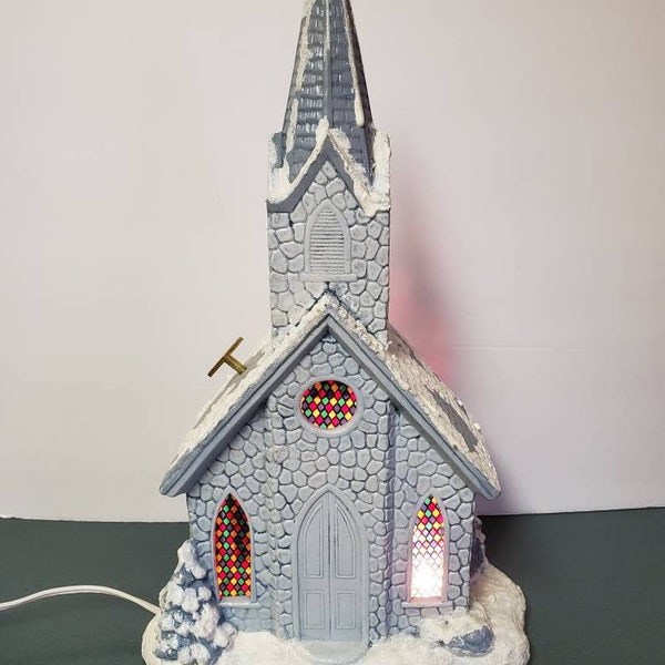 Lighted Ceramic Church - Etsy