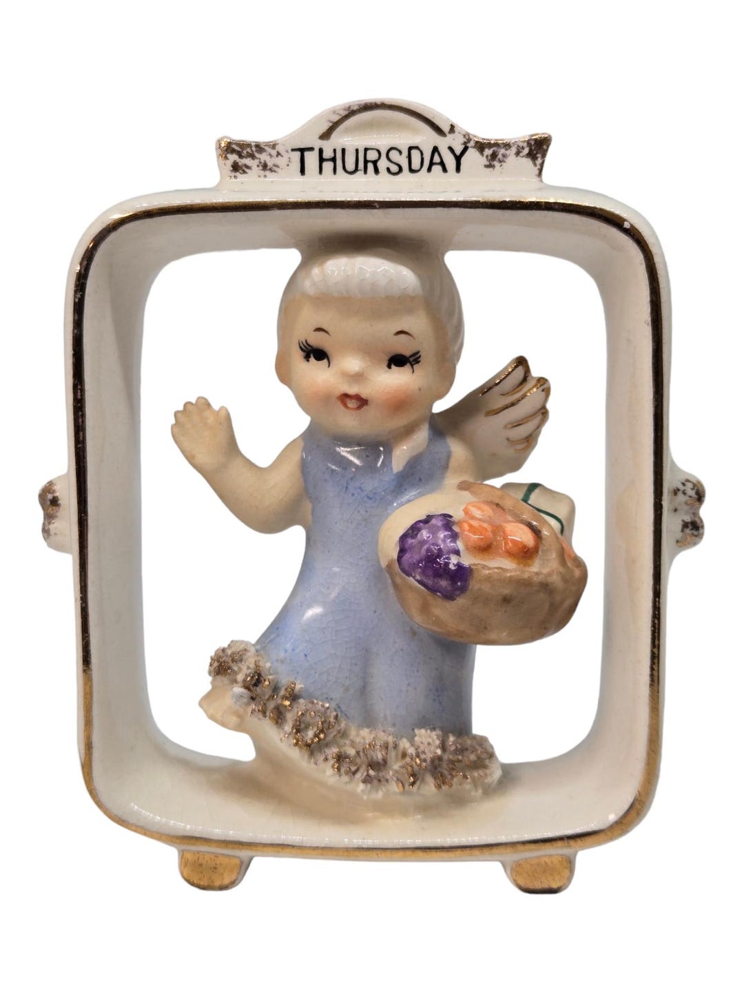 Vintage Lefton Thursday Angel Figurine: Spaghetti Trim, Birthday ...