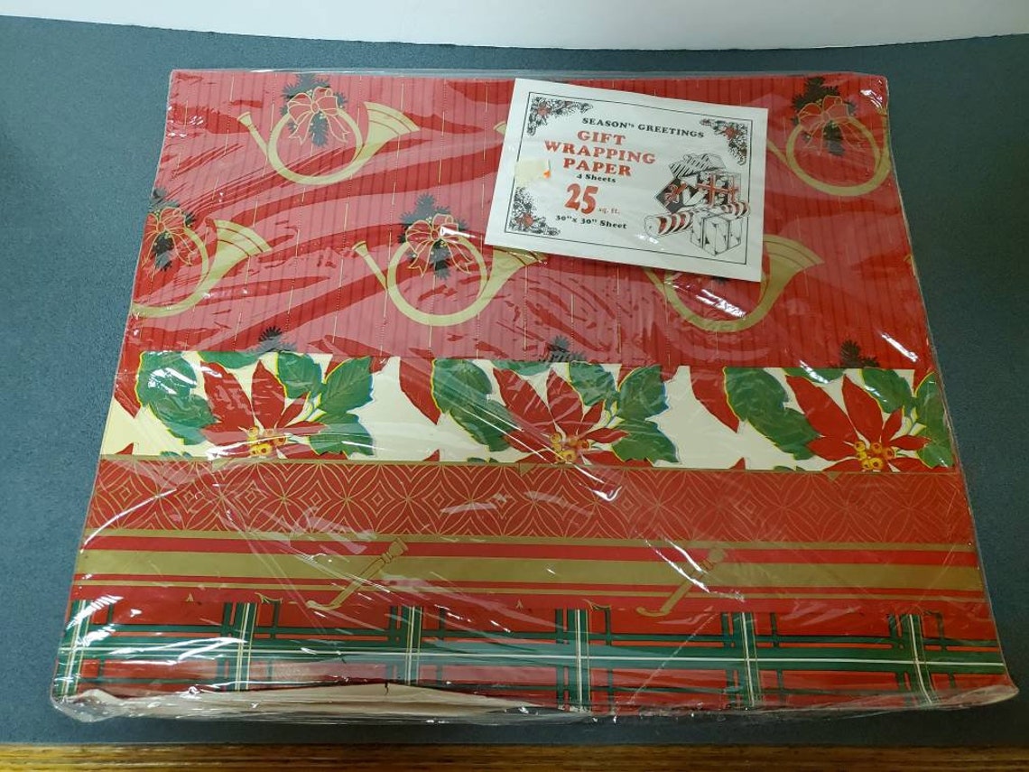 1980s Christmas Wrapping Paper-2 Identical Packages Slick - Etsy
