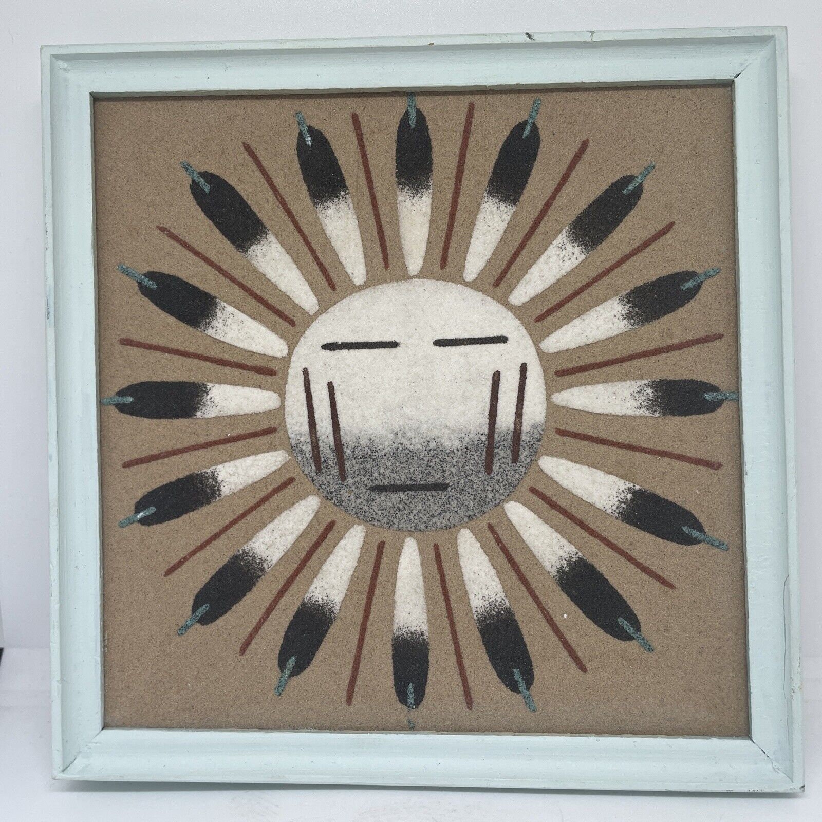 Navajo Sand Painting Sun Eagle Folk Art Framed Signed Goldtooth 8x8 Vintage - Etsy