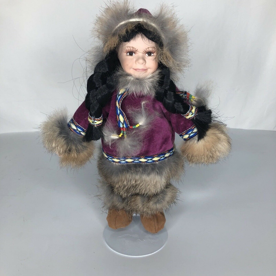 Native American Eskimo Inuit Doll With Real Fur and Leather Clothing 10 ...