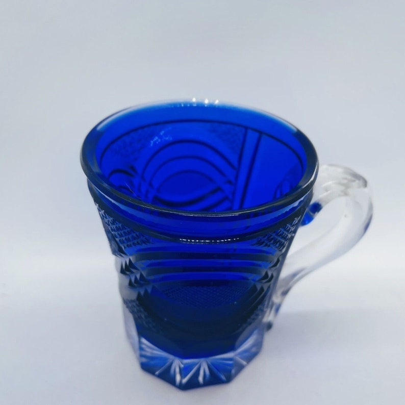 Cobalt Blue Pressed Glass Solid Intricate Design Mini Mug 3” Tall ...