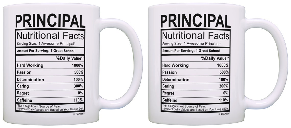 Principal Gifts Principal Nutritional Facts Label Principal - Etsy