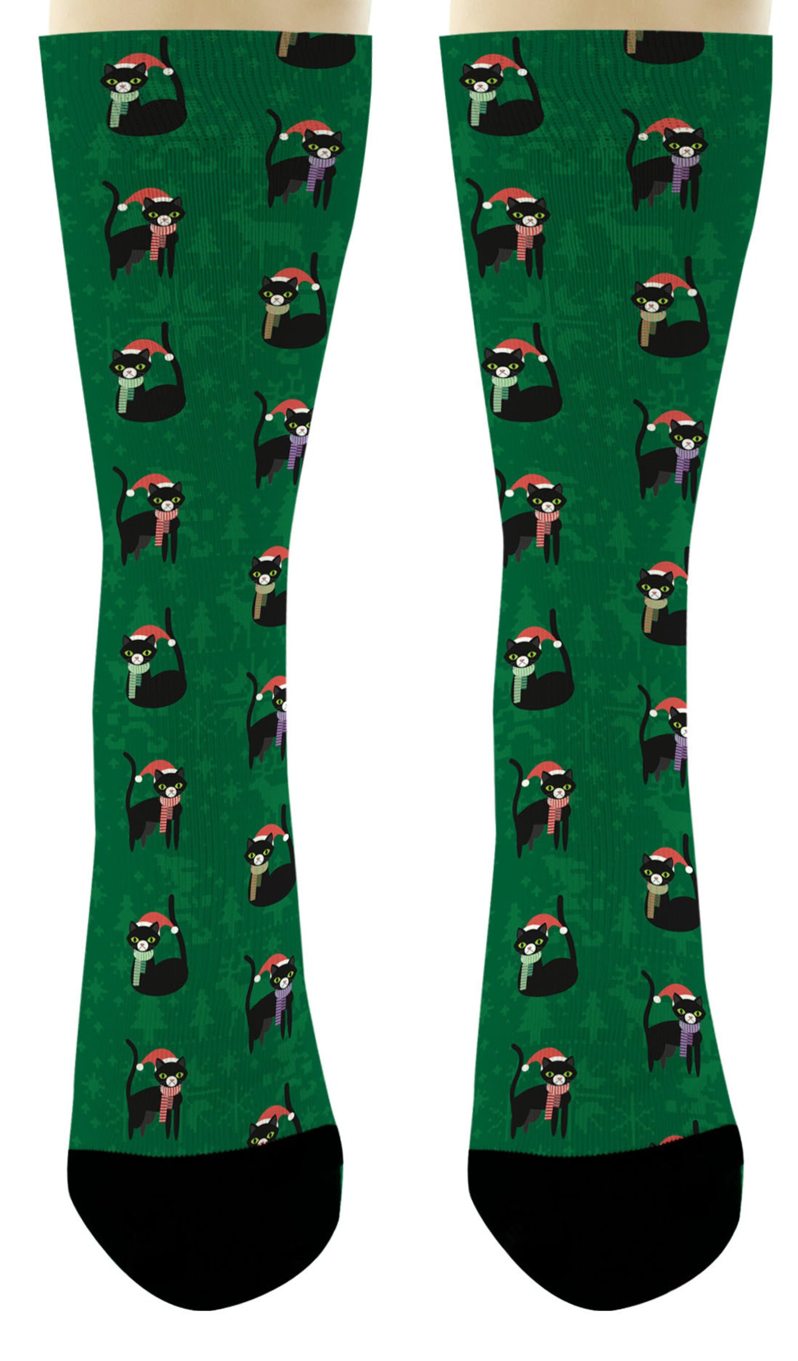 Funny Cat Themed Christmas Socks Cats Wearing Scarves Cat | Etsy