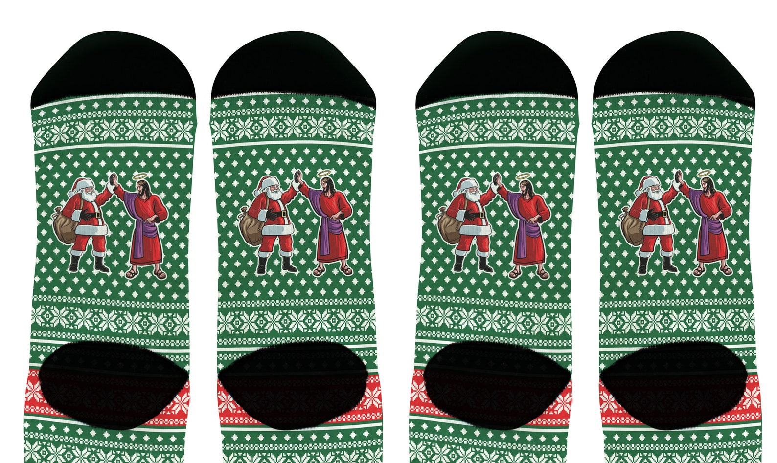 Funny Christmas Socks Santa Jesus High Five Santa Holiday - Etsy