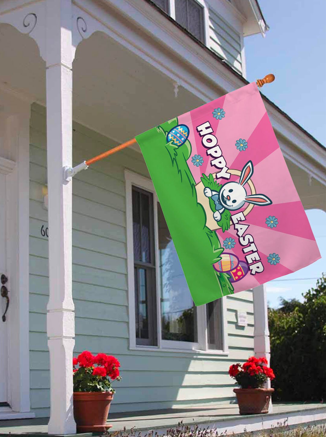 Easter Flag, Hoppy Easter Bunny Flag, Easter Decor, Spring Yard Decor ...