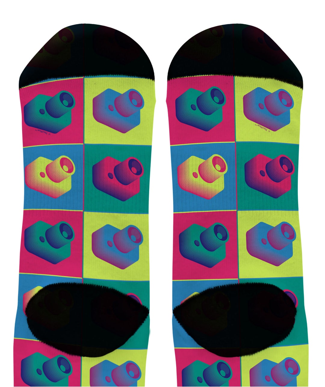 Photographer Gifts Camera Socks Retro Pop Art Camera Print Colorful ...
