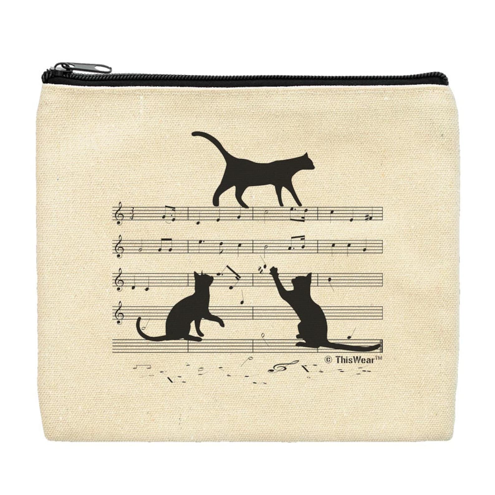 Cat Lover Gifts Cats With Sheet Music Zippered Bag Cat Music - Etsy