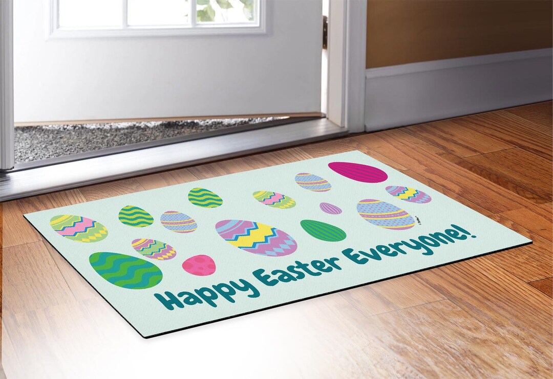 Personalized Easter Doormat, Easter Eggs, Doormat, Easter Bunny Doormat ...