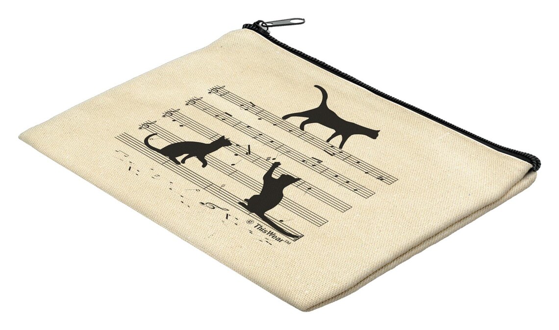 Cat Lover Gifts Cats With Sheet Music Zippered Bag Cat Music - Etsy