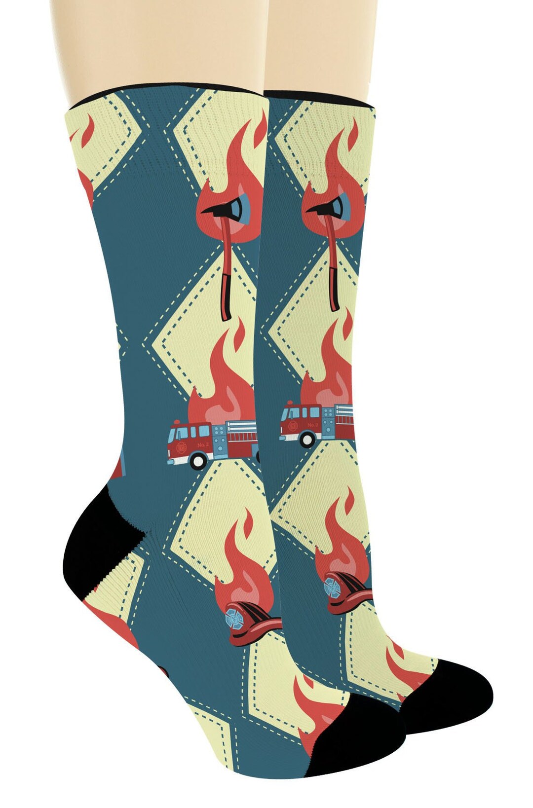 Firefighter Gifts Firefighter Helmet Firetruck and Axe Firefighter ...