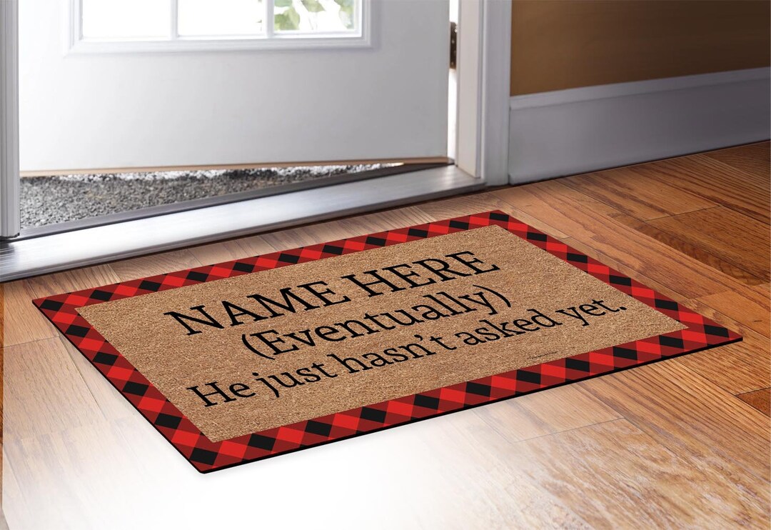 Personalized Engagement Doormat Custom Last Name (eventually) He Just ...