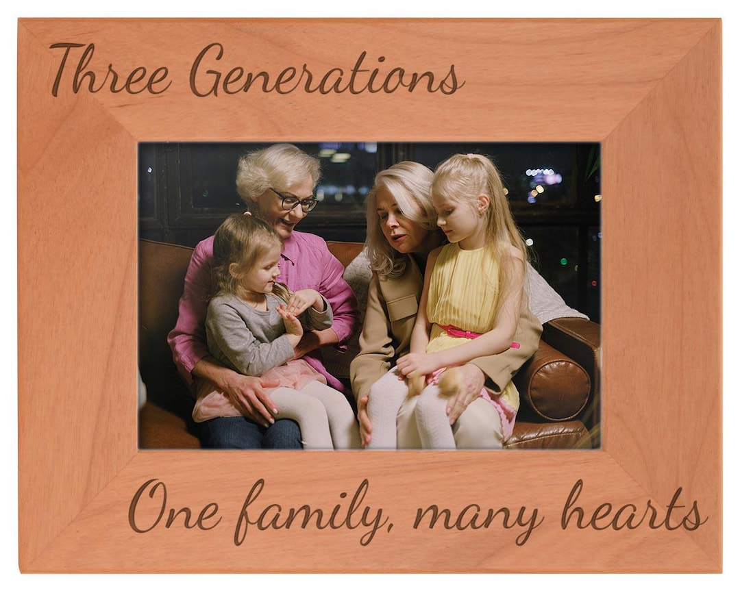 Three Generations One Family Many Hearts Engraved Wood Frame - Etsy