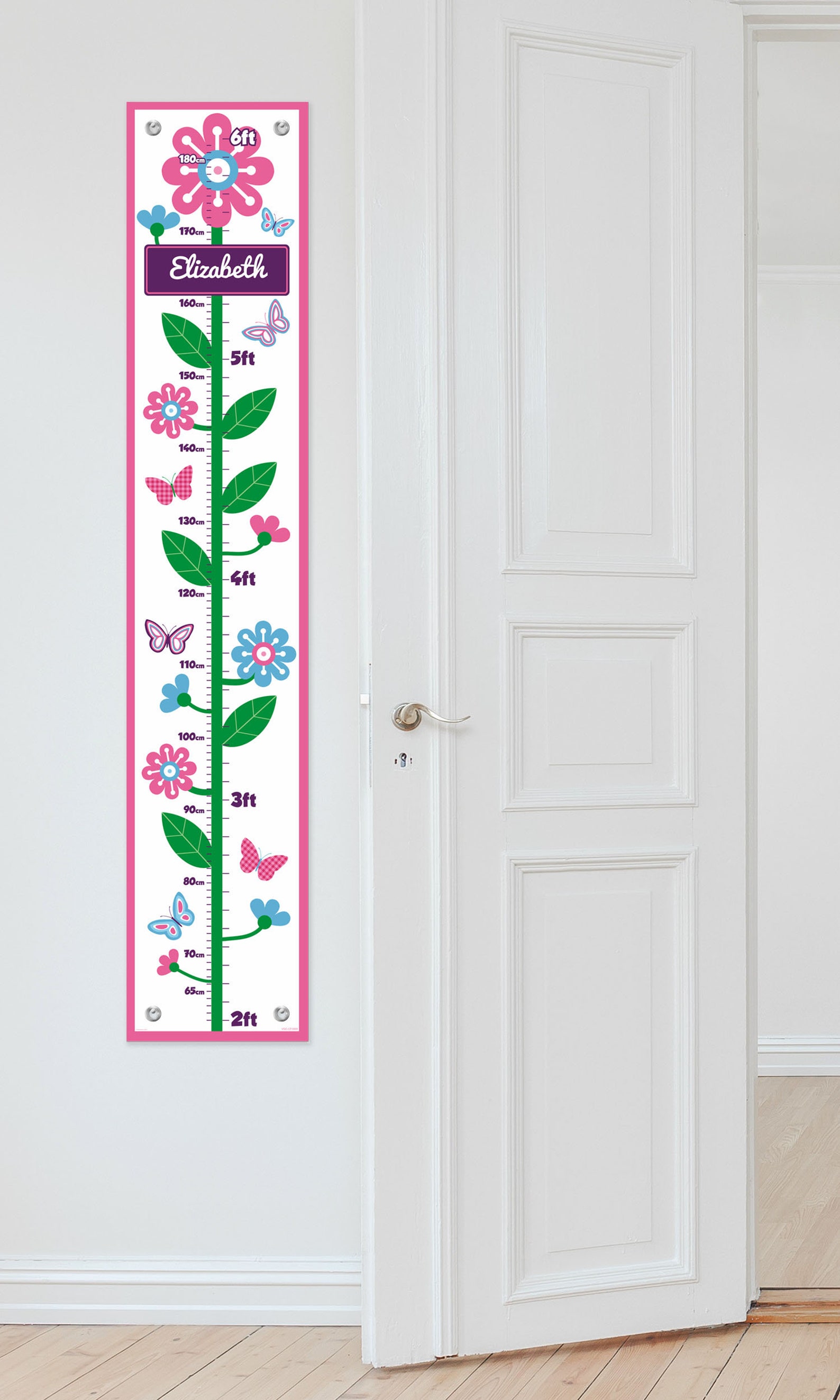 Flower Growth Chart With Name for Kids Room | Etsy