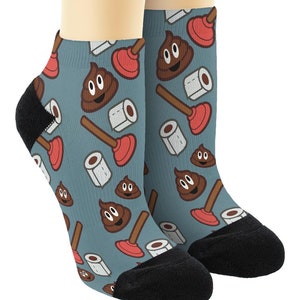 Funny Socks Toilet Paper Plunger and Poop Emoji Socks Potty Humor Gifts ...