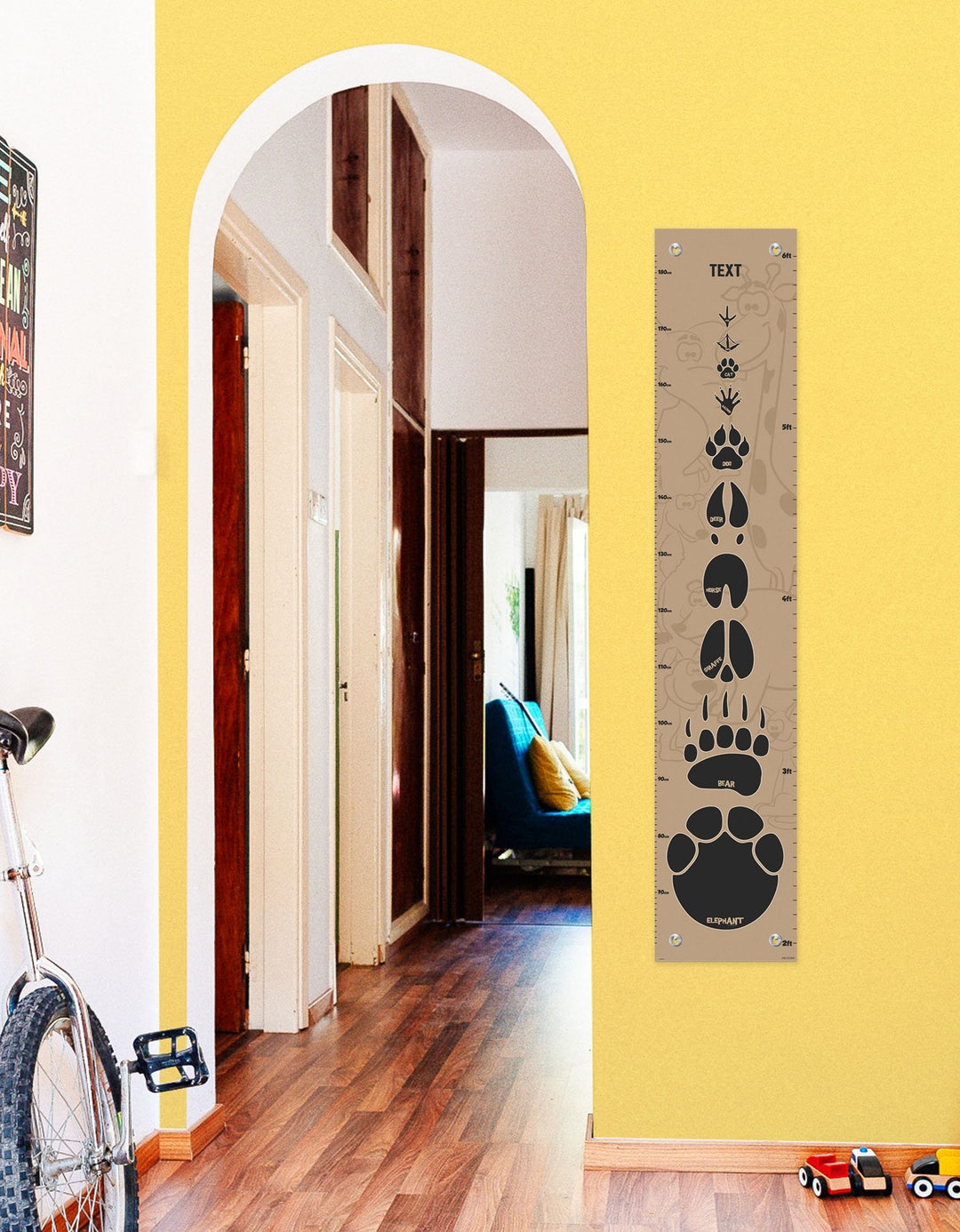 Vinyl Growth Chart for Children Animal Tracks Growth Chart With ...