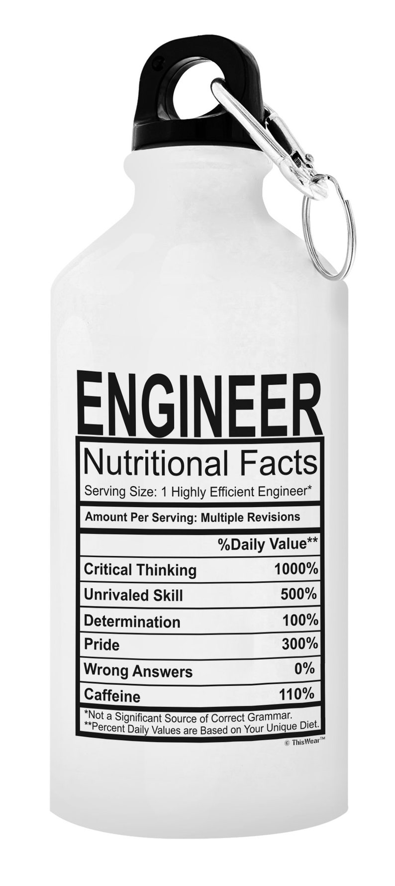 Engineer Water Bottle Engineer Nutritional Facts Aluminum - Etsy