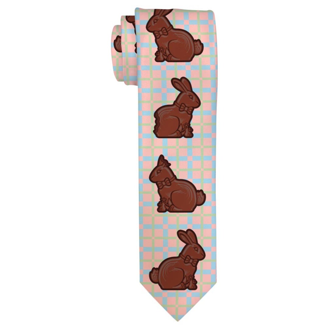 Spring Neck Tie Easter Chocolate Bunny Pattern Tie Easter Tie For Men Novelty Necktie Etsy