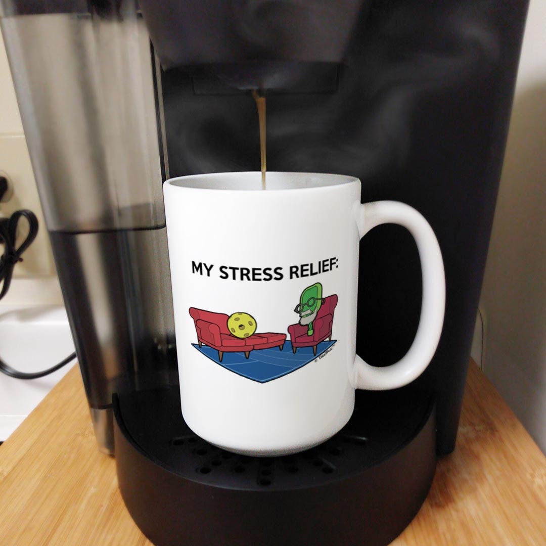 Pickleball Coffee Mug: Pickleball Therapy My Stress Relief, 11oz/15oz ...