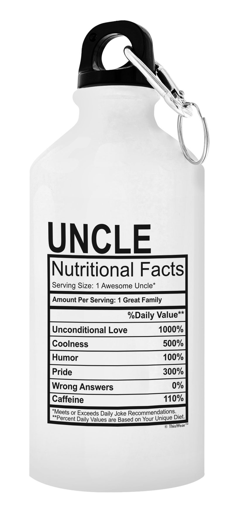 Uncle Water Bottle Uncle Nutritional Facts Aluminum Water - Etsy