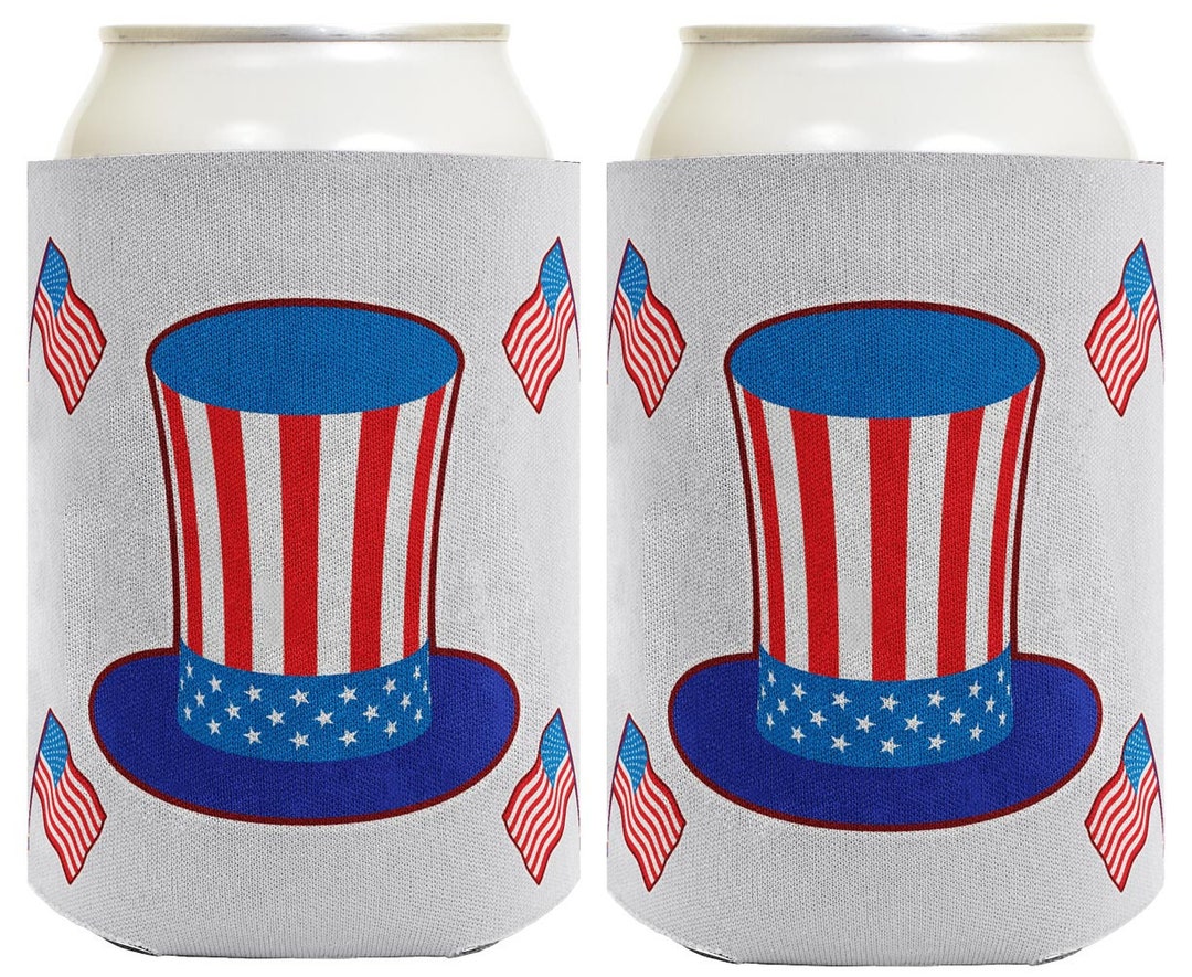 4th of July Party Accessories Uncle Sam Hat and Flags White Can Drink ...